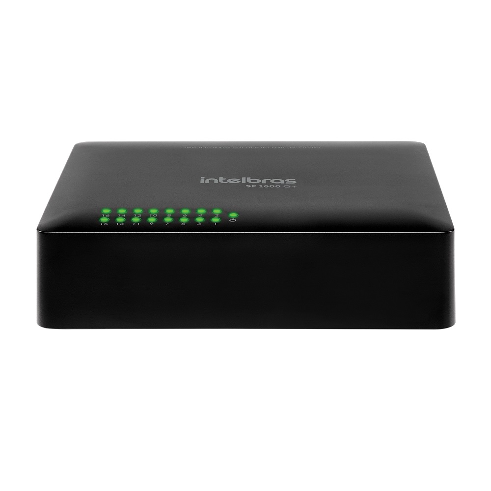 Switch 16 Portas 10/100, Preto, SF1600Q+, INTELBRAS