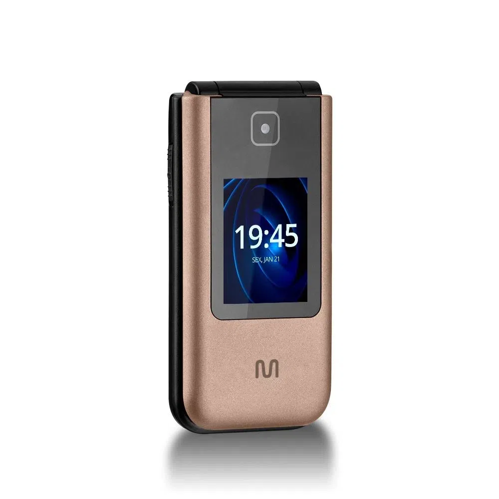 Celular Flip Vita Duo P9163 Dourado, MULTILASER