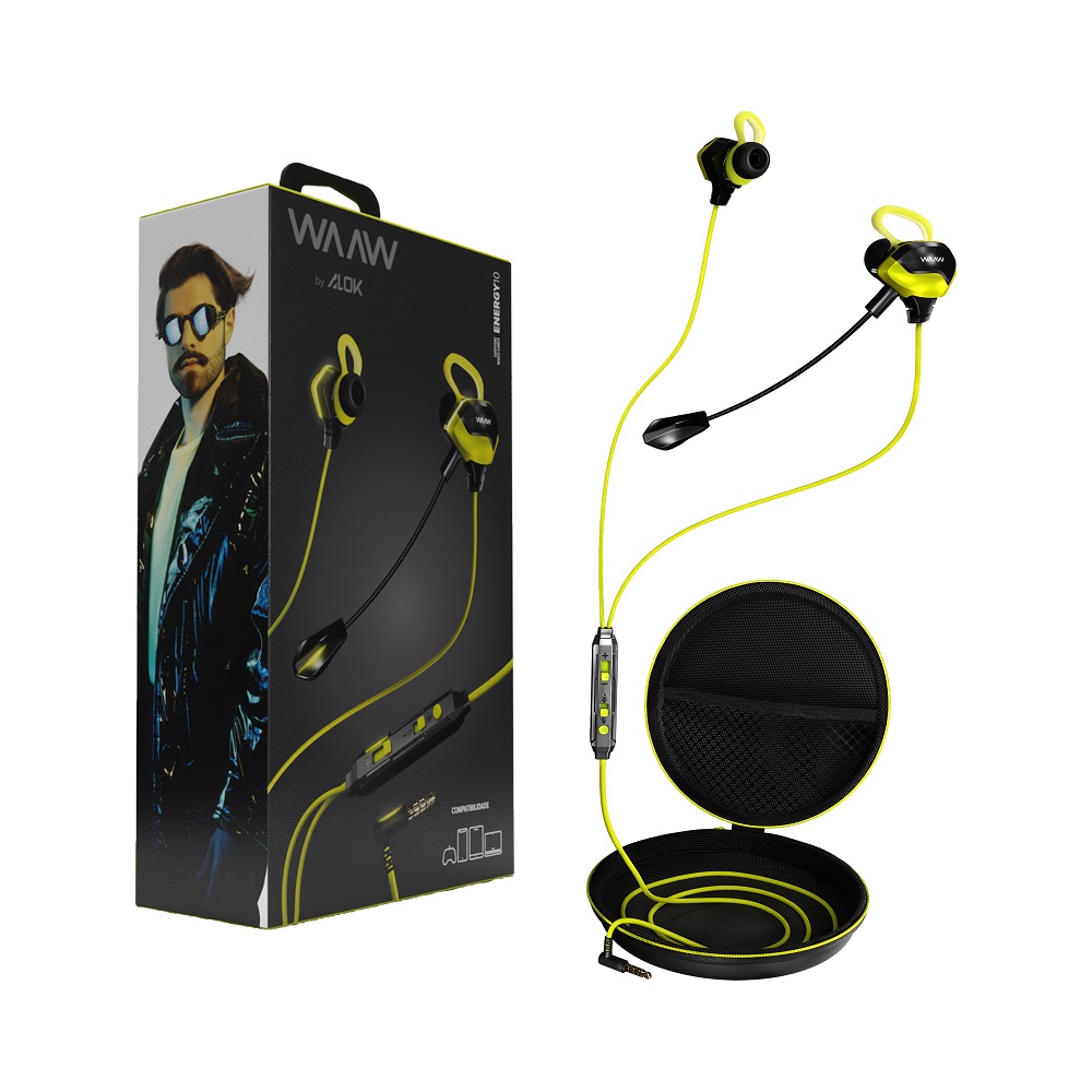 Fone Intra Gamer WAAW by ALOK ENERGY 10EWG, com Microfone Destacável