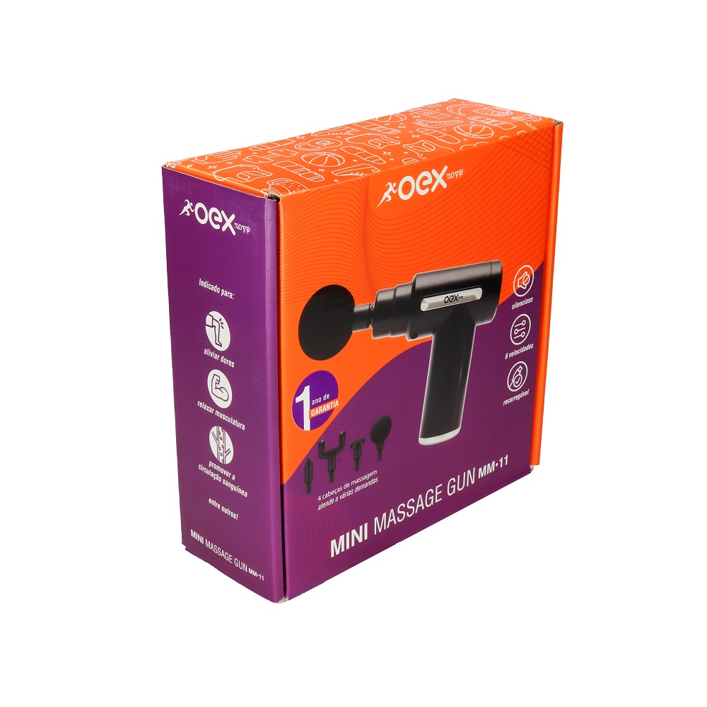 Massageador Mini Massage Gun, Preto, MM11, OEX