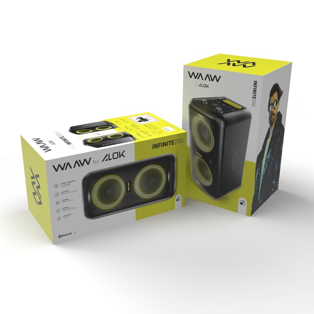 Caixa Bluetooth 160W RMS WAAW by ALOK Boombox Infinite 200