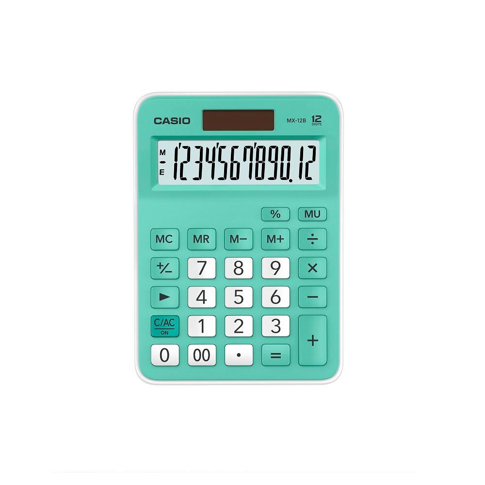 Calculadora de Mesa Preta, Visor Extra Grande com 12 Dígitos, MX-12B-GN Verde, CASIO